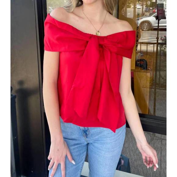TCEC | Tops | New Tcec Bow Accented Off The Shoulder Top In Red | Poshmark